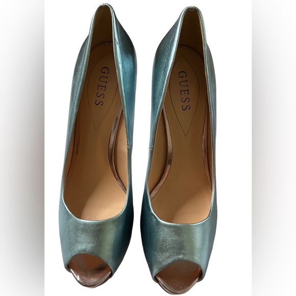 Guess | Shoes | Guess Metallic Open Toe Platform Pumps | Poshmark